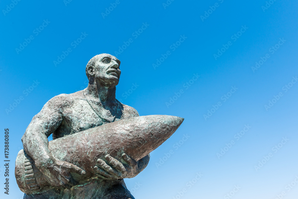 Statue of famous Turkish Corporal, Seyit Cabuk (Seyit Onbasi) carrying ...