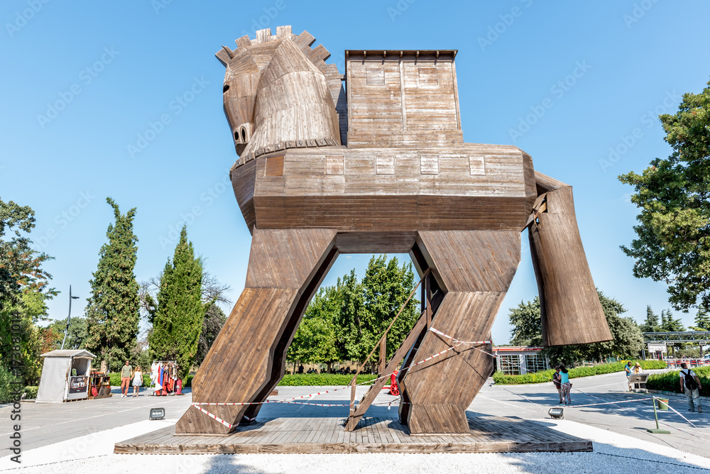 Famous Trojan horse in ancient city of Troy.Wooden Trojan horse in ...