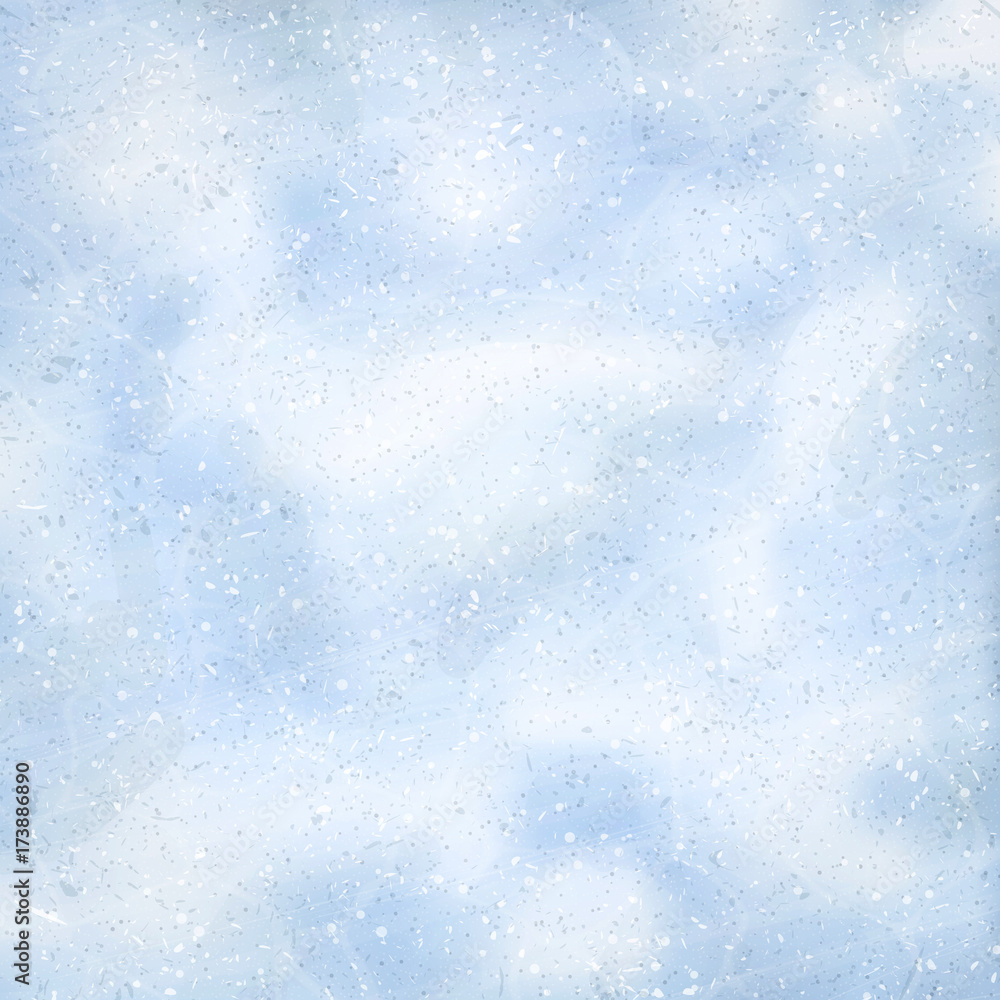 Natural winter background with snow drifts and falling snow. Overhead ...