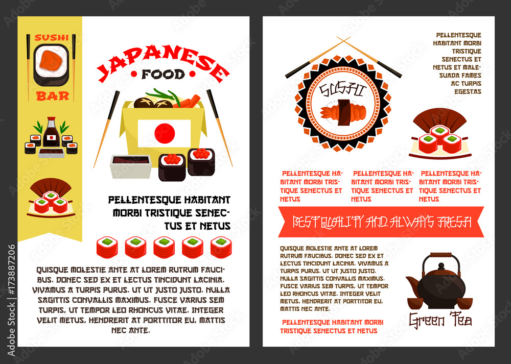 Vector menu poster for Japanese sushi food Stock Vector | Adobe Stock