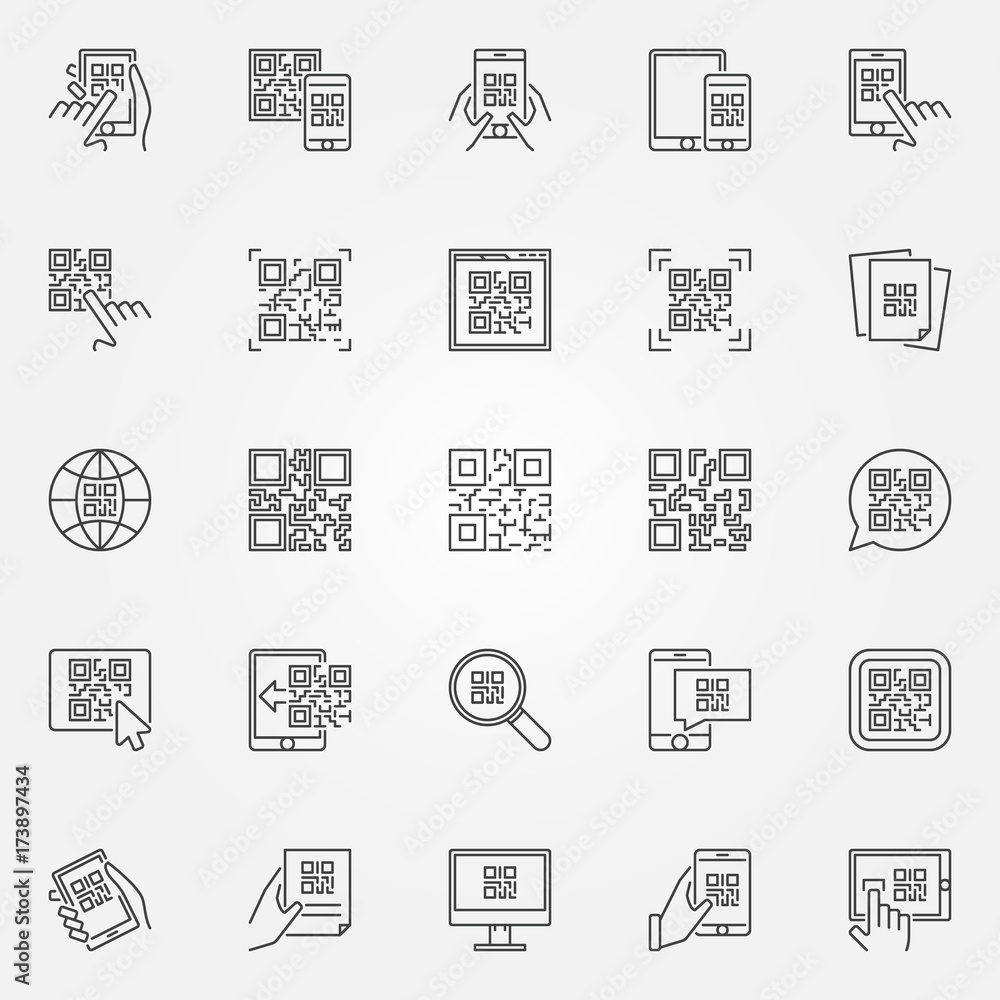 QR Code icons set. Vector collection of quick response code conc Stock ...