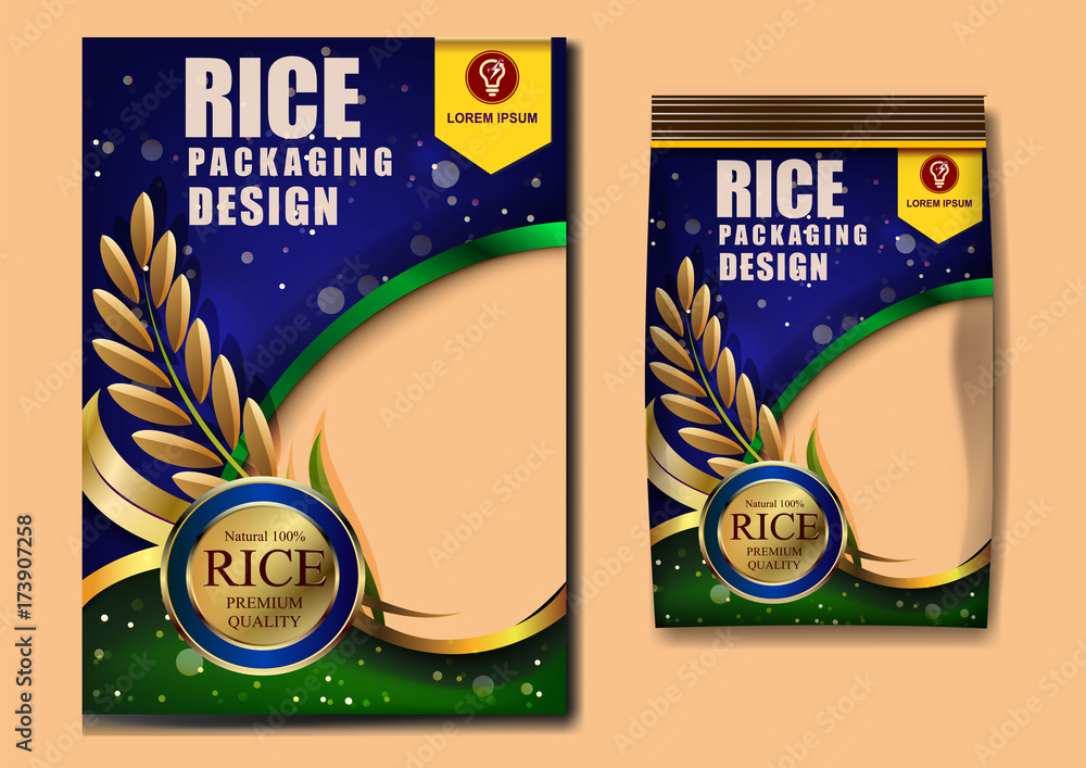 Green and blue Rice Package Thailand food Logo Products and Fabric ...