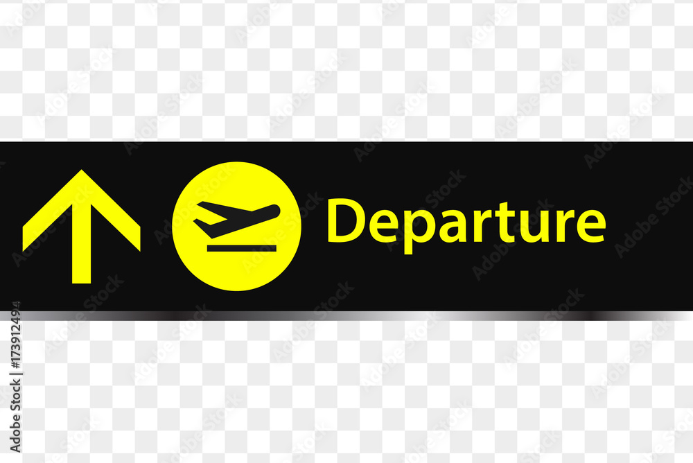 Departure sign in the airport. Departure icon. Departure sign in the ...