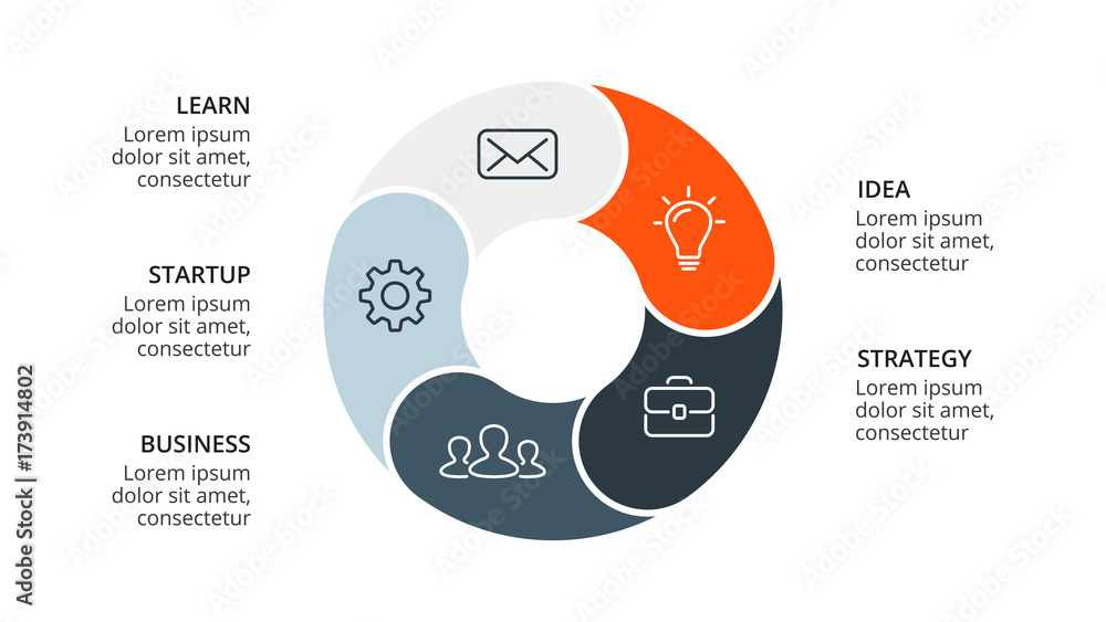 Vector circle arrows infographic, cycle diagram, geometric graph, presentation chart. Business ...