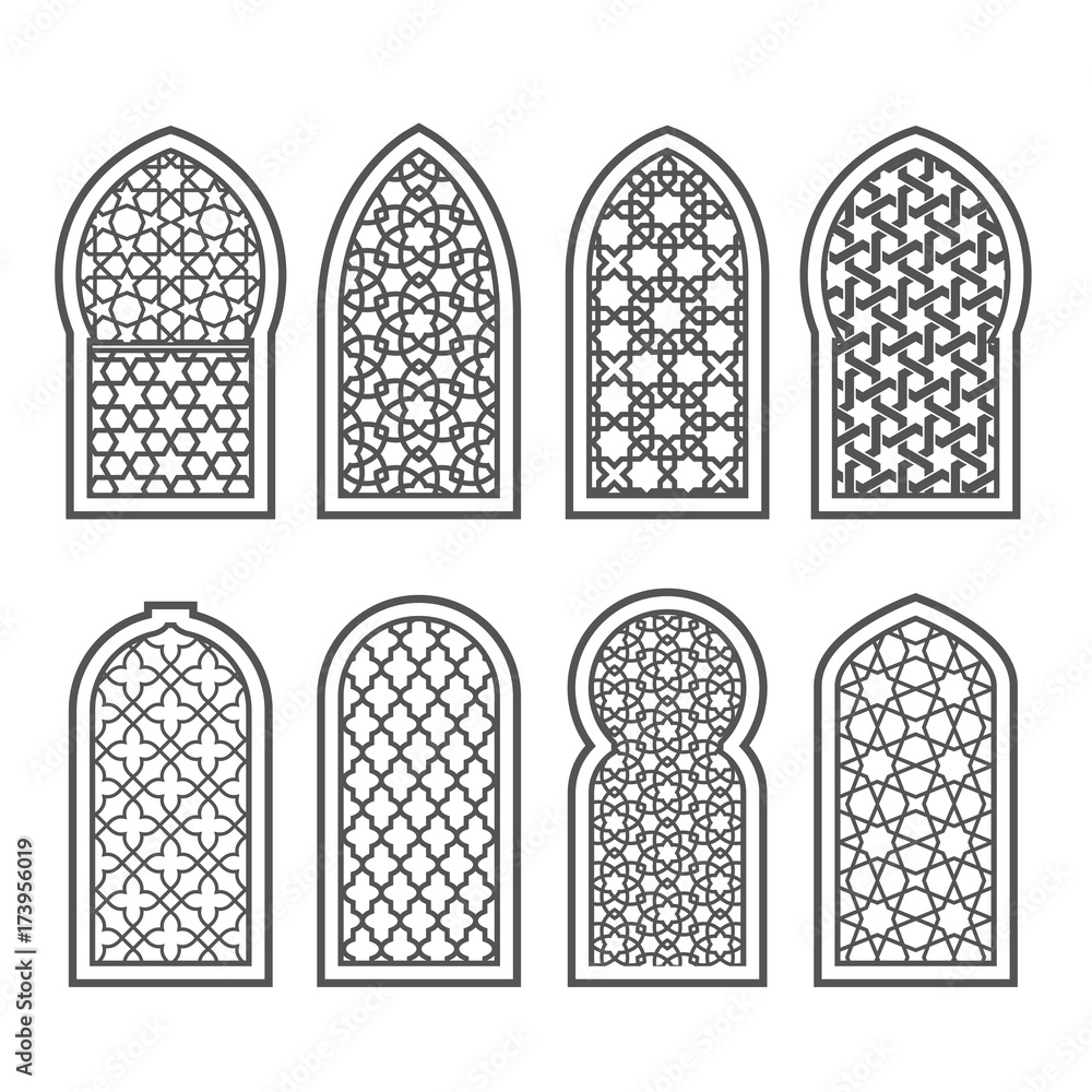 Arabian window with ornament - grating decorated with arabesque pattern ...