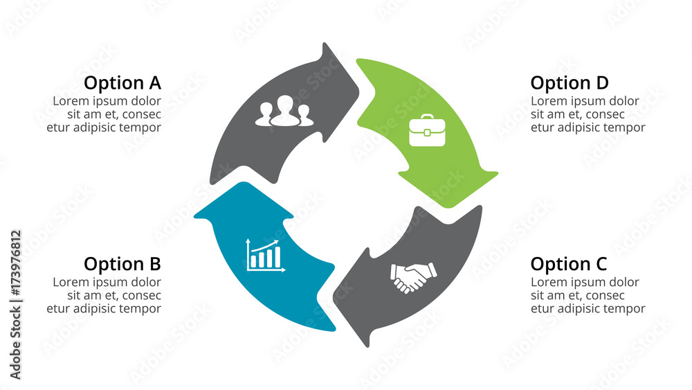 Vector circle arrows infographic, cycle diagram, geometric graph ...