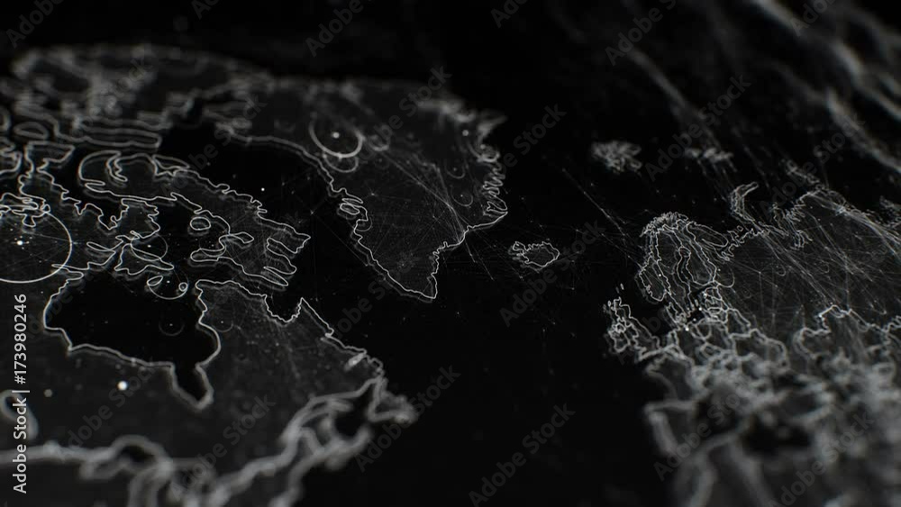 Digitally generated background with map of world continents outlined on ...