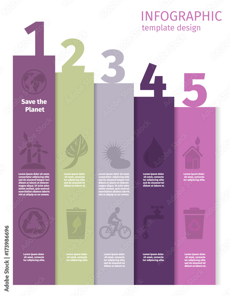 Infographic 5 Steps for Earth Planet Saving Poster Stock Vector | Adobe ...