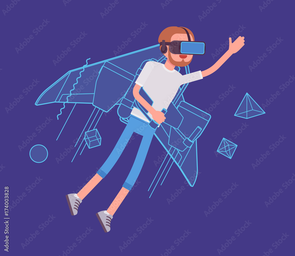 VR man jetpack flying Stock Vector | Adobe Stock