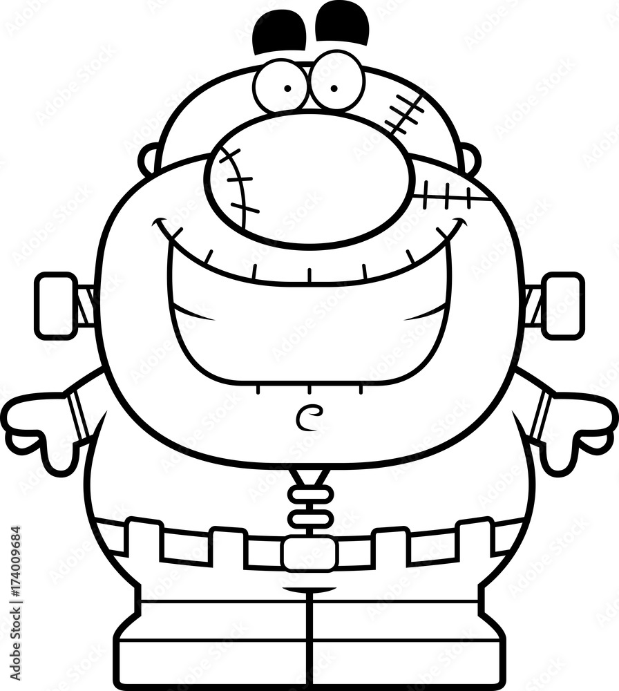 Smiling Cartoon Frankenstein Stock Vector | Adobe Stock