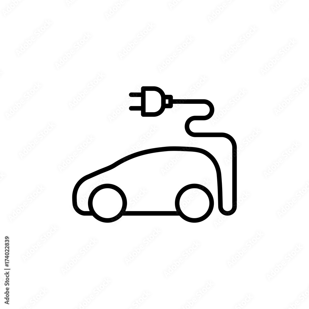 thin line electric car icon Stock Vector | Adobe Stock