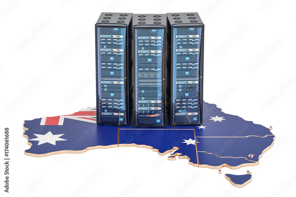 Data Center server racks in Australia concept, 3D rendering Stock ...