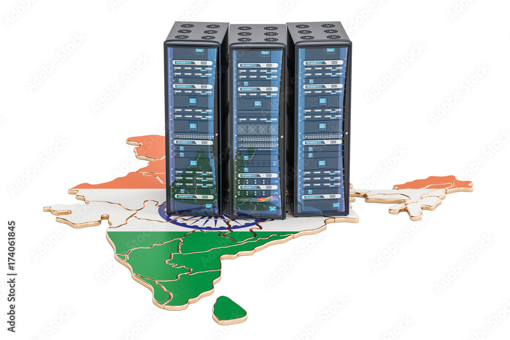 Data Center server racks in India concept, 3D rendering Stock ...