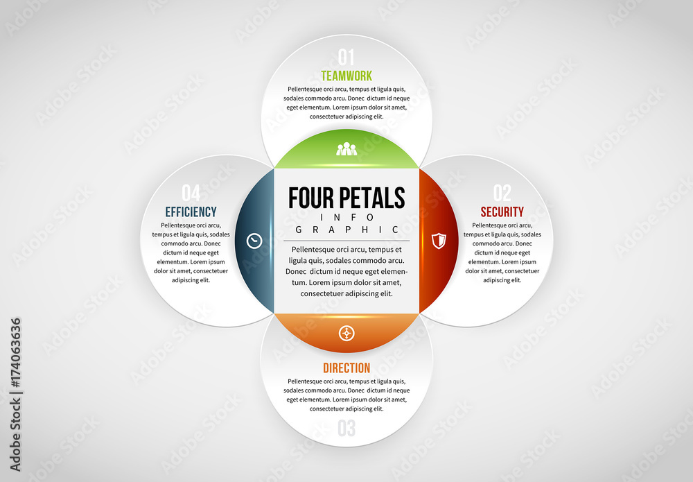 Linked Circle Cluster Infographic 6 Stock Template | Adobe Stock