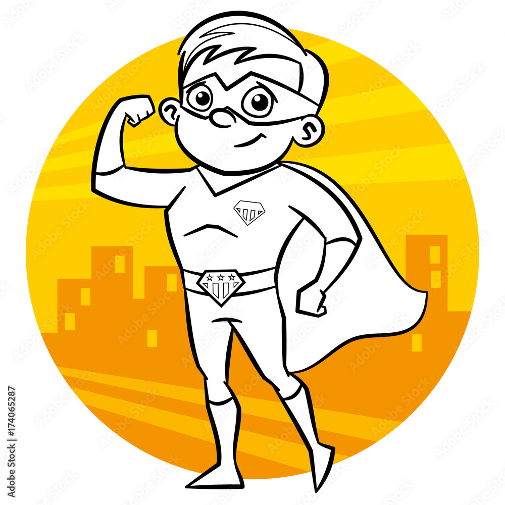 Superhero Coloring page. Comic character isolated on white background ...