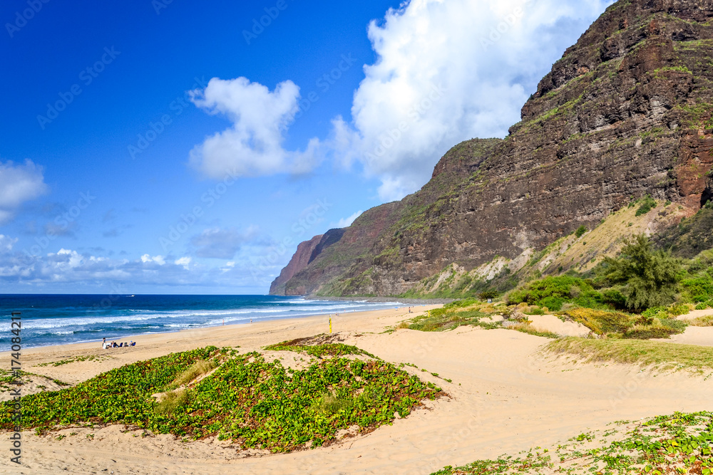 Stunning view of Polihale Beach State Park in the western part of the ...