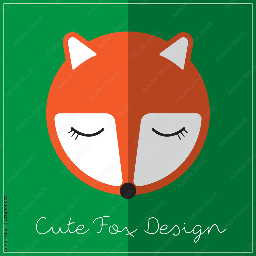 Cute fox icon in flat design with rounded shapes. Illustration of a fox ...