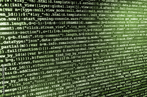 HTML code on computer screen isolated on background. Programming code ...