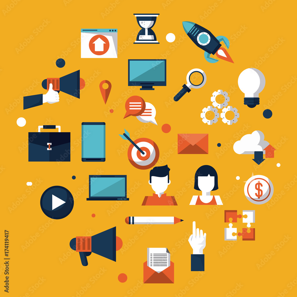 Digital marketing and advertising icons icon vector illustration ...
