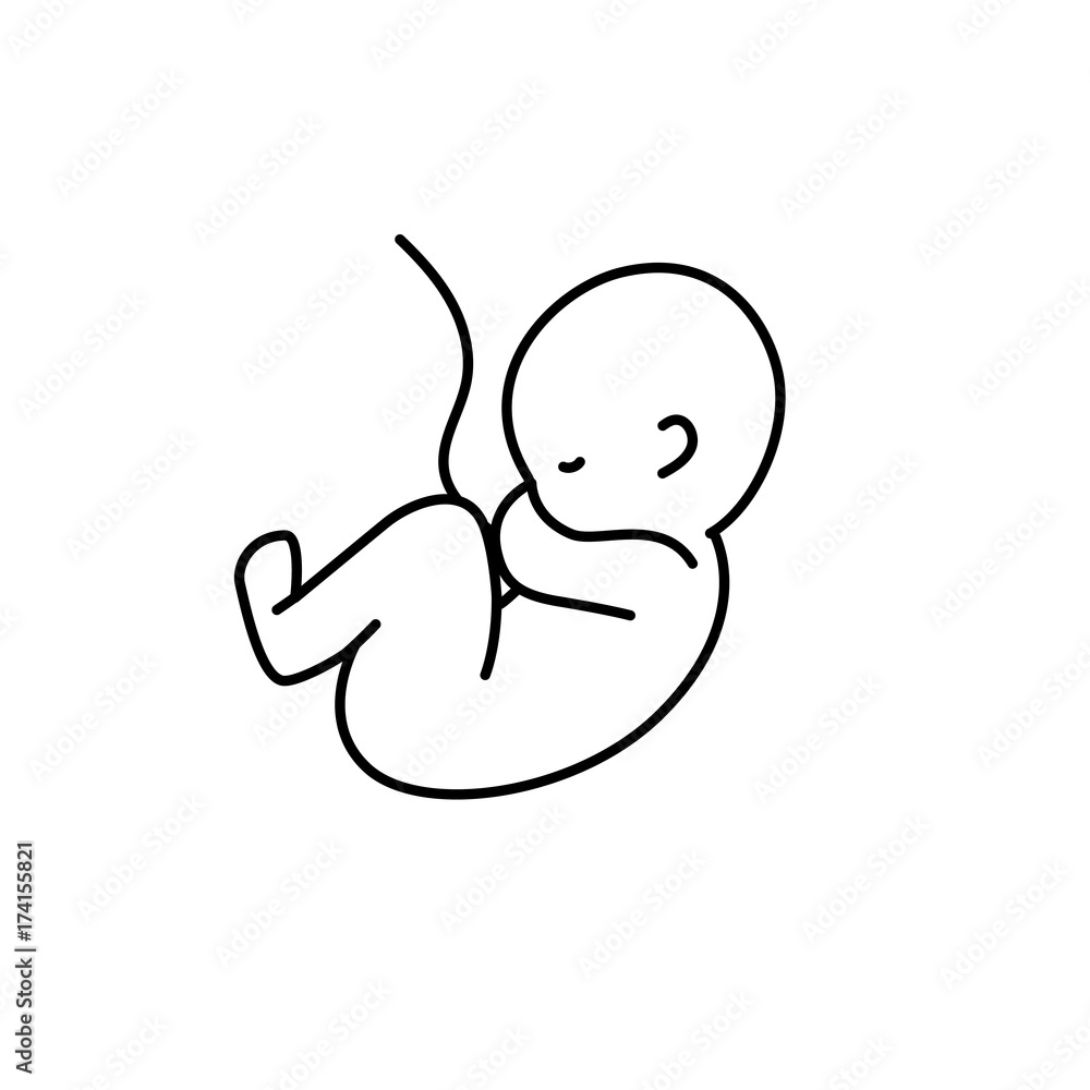 line nice baby with umbilical cord Stock Vector | Adobe Stock