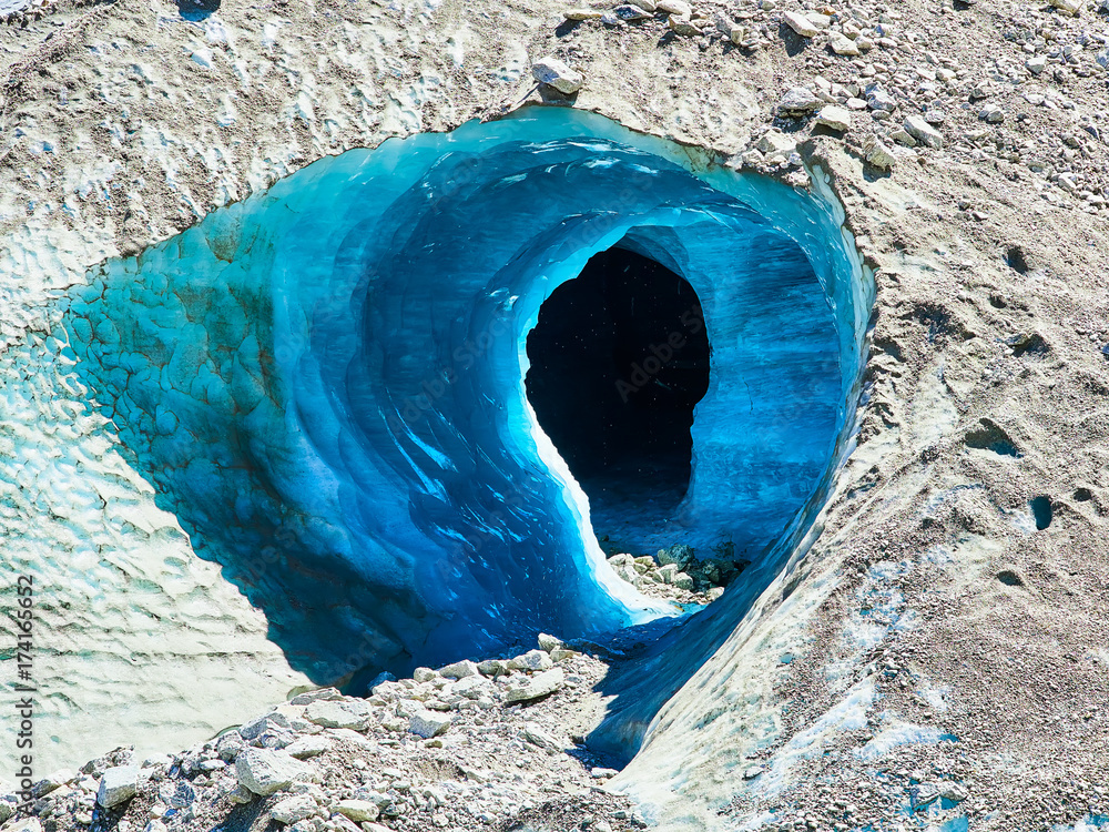 Blue Ice at the Mer de Glace glacier cave, Chamonix, France Stock Photo ...