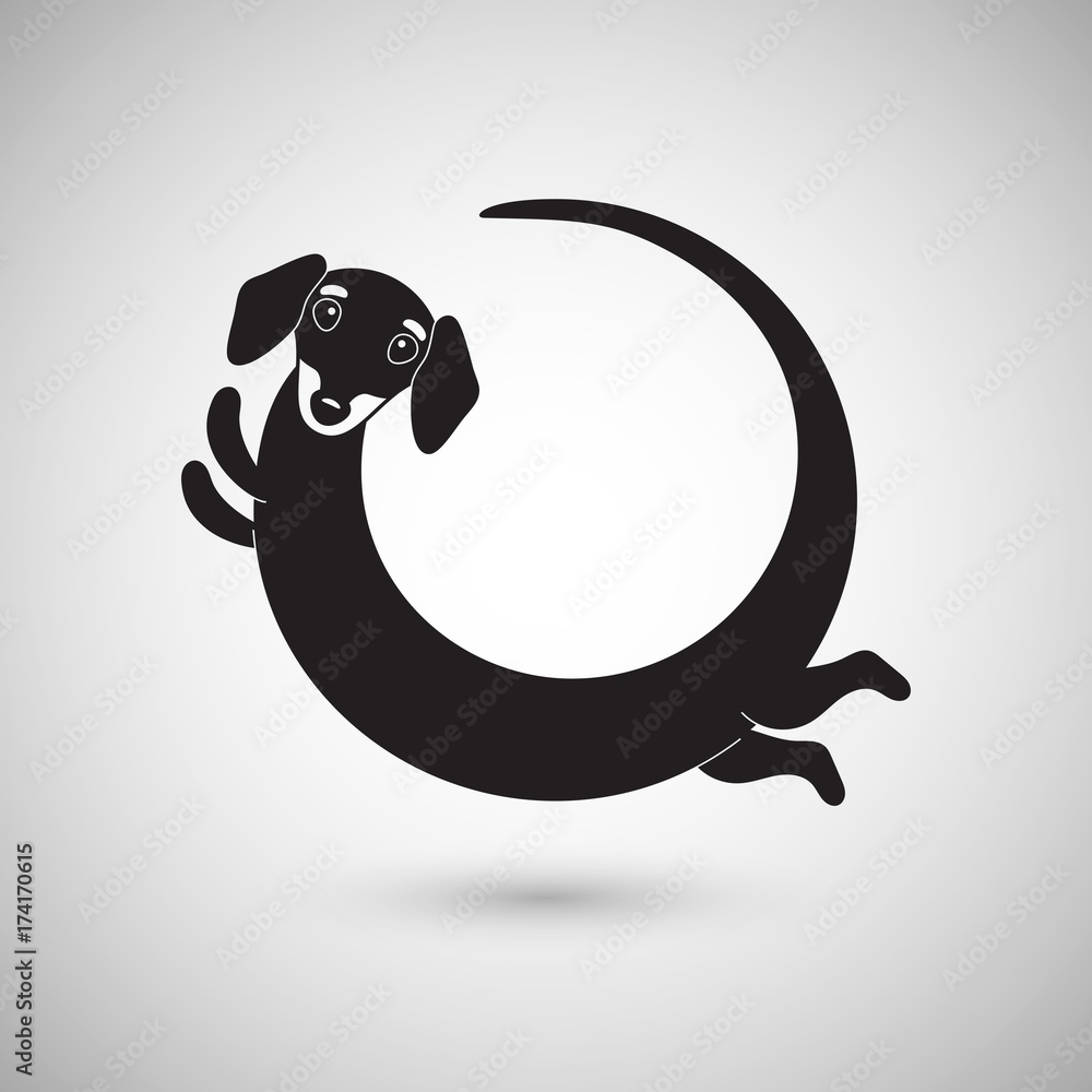 Cute funny dachshund dog, round logo, vector illustration Stock Vector ...