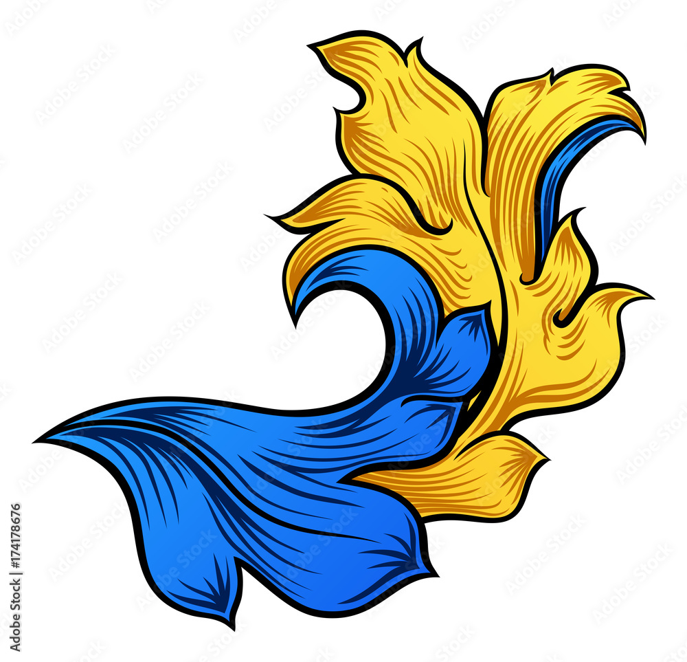 Scroll Filigree Floral Pattern Heraldry Design Stock Vector | Adobe Stock