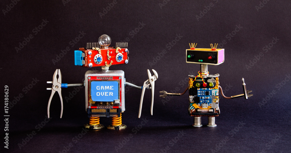 Robotic maintenance service repair concept. Creative design handyman ...