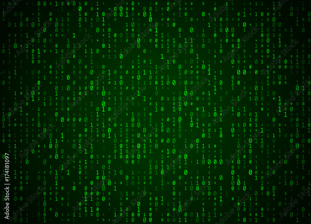 Vector Binary Code Green Background Big Data And Programming Hacking Deep Decryption And