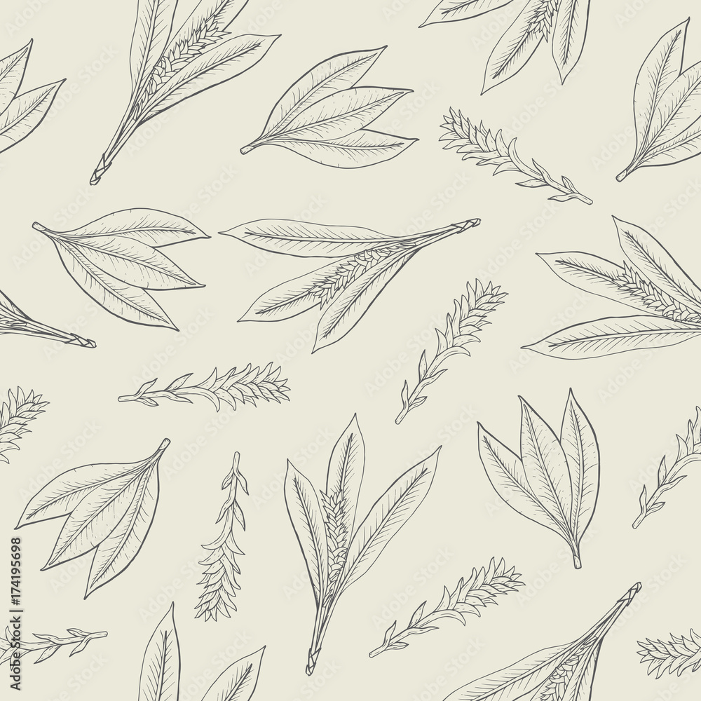 Botanical seamless pattern with turmeric leaves and inflorescences ...