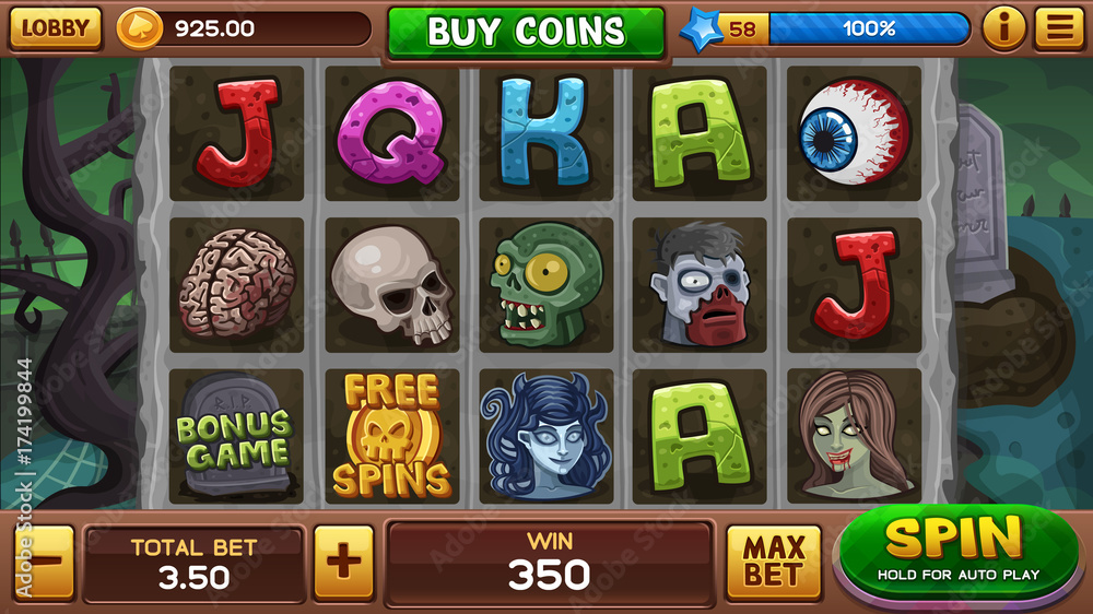 Zombie background for slots game. Vector illustration Stock Vector ...