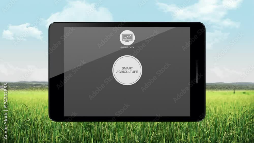 Smart agriculture Smart farming, information graphic icon in smart pad ...