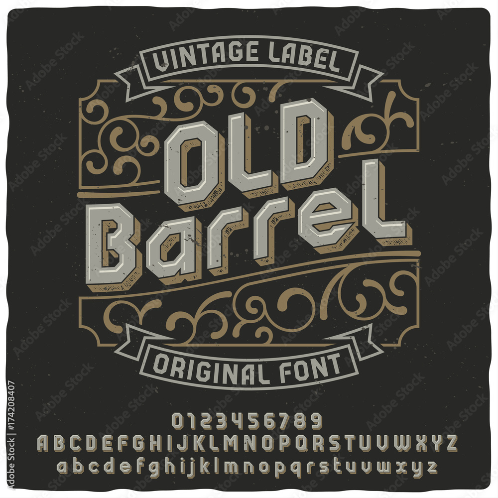 Vintage label typeface named "Old Barrel". Good handcrafted font for ...