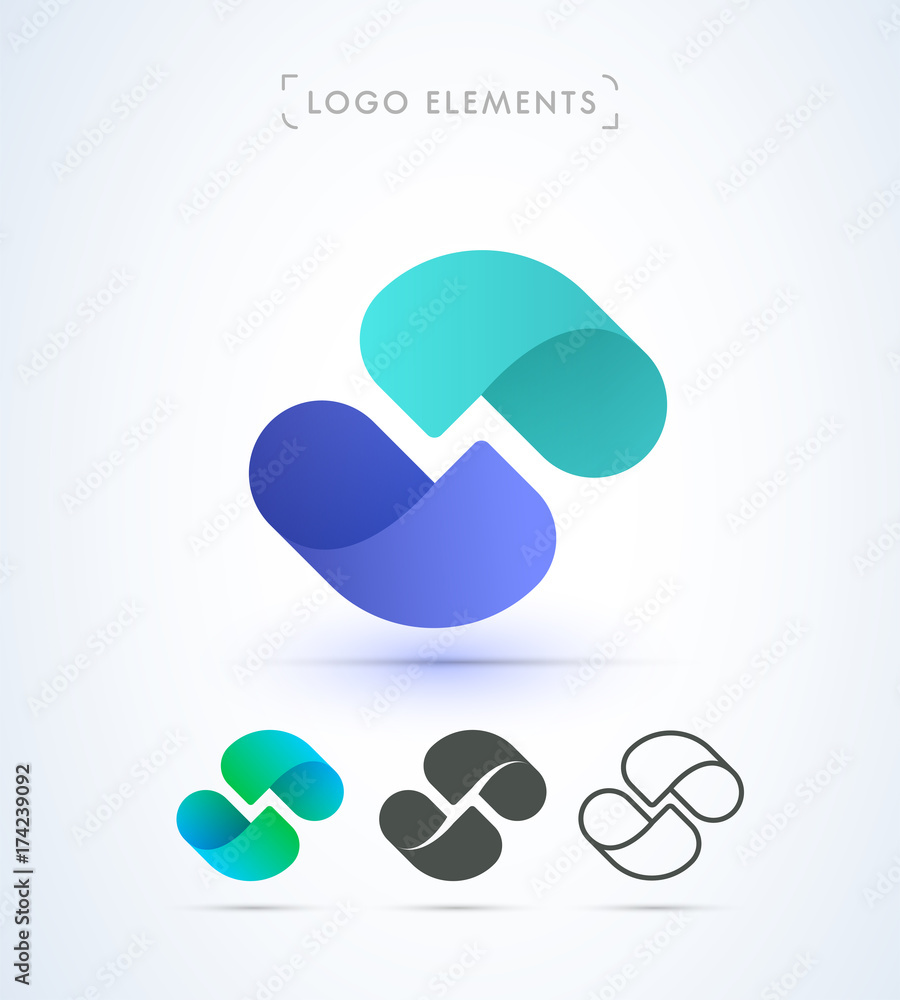 Vector abstract letter S logo template. Material design, flat, line art style Stock Vector ...