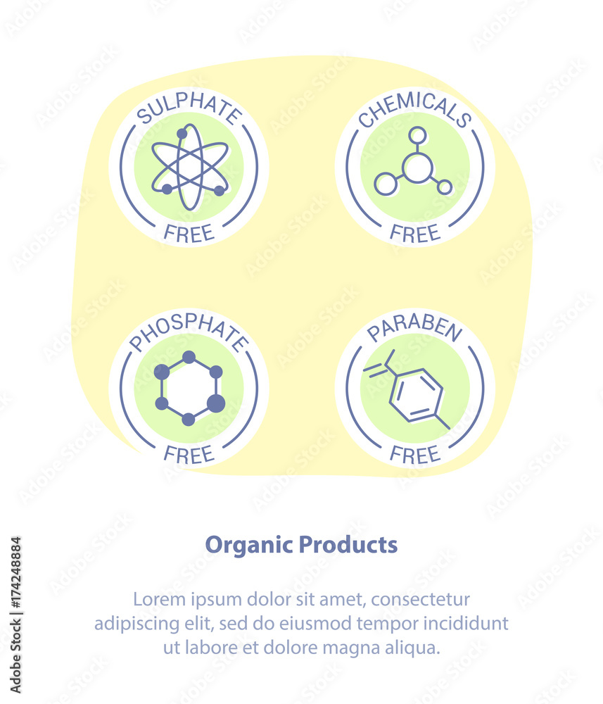 Logo Set Badge Ingredient Warning Label Icons. Paraben, Sulfate ...