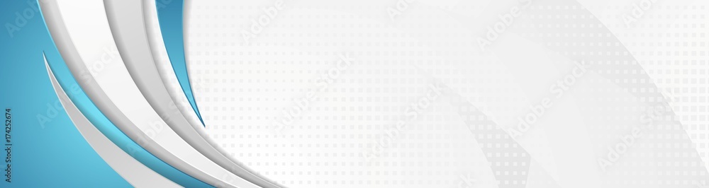 Abstract blue and grey tech wavy banner design Stock Vector | Adobe Stock