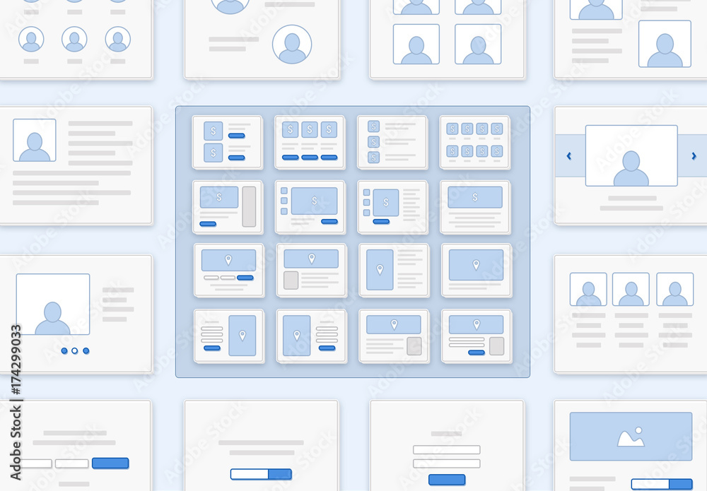 Modelo de Skeleton Wireframing Kit do Stock | Adobe Stock