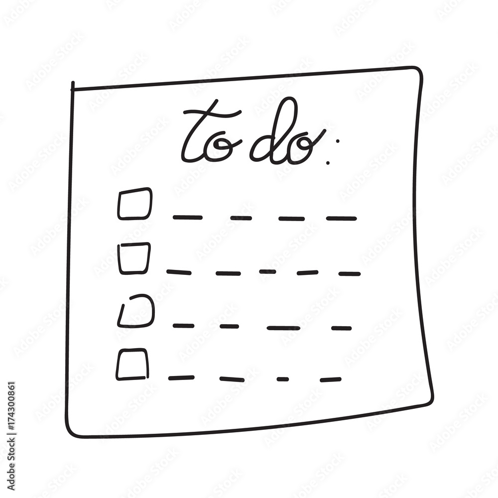 Vector isolated outline hand drawn check to do list, bullet, check mark ...