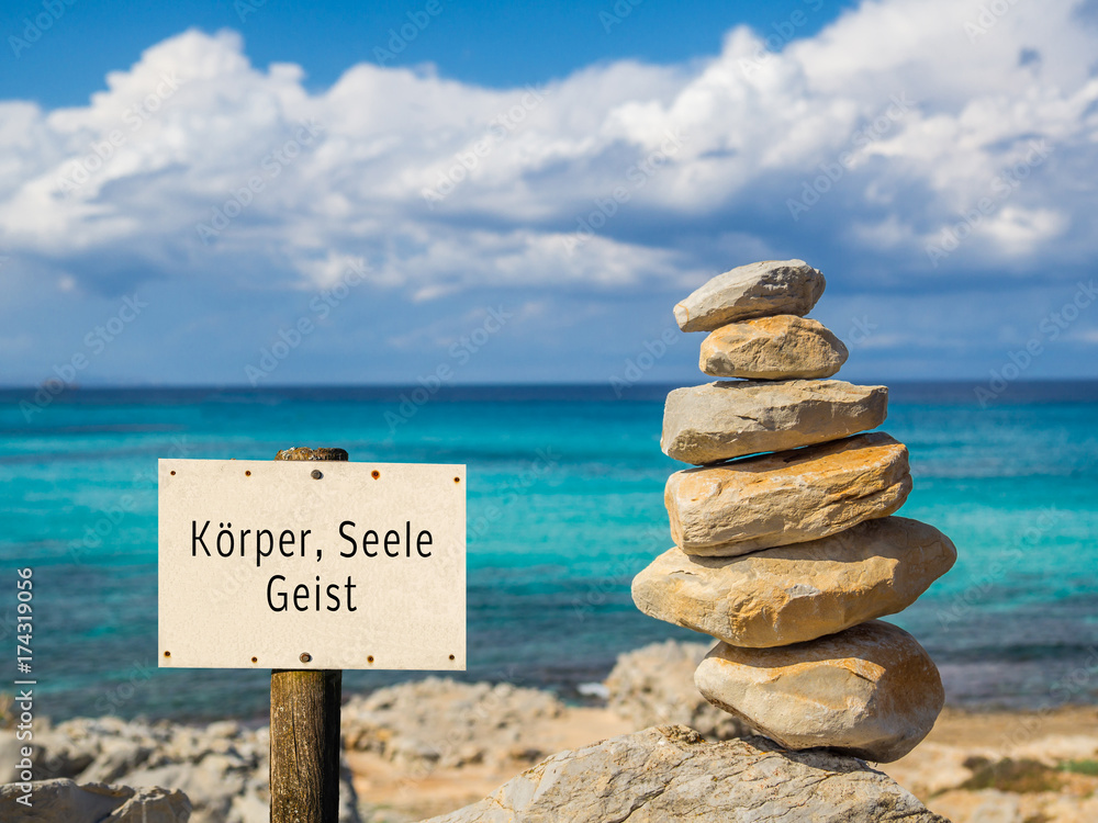 Schild Körper, Seele, Geist Stock-Foto | Adobe Stock