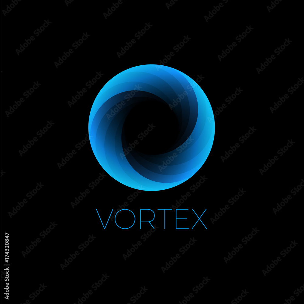 Vortex logo. Blue letter emblem. O monogram. Dynamic swirl. Stock ...