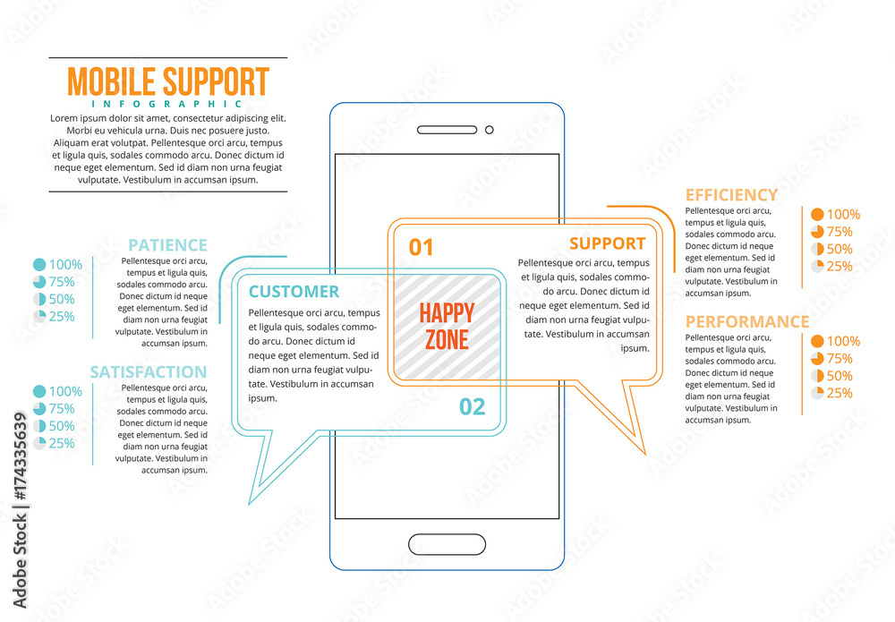 Mobile Support Infographic Stock Template | Adobe Stock