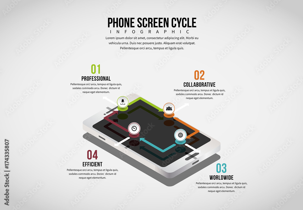 Mobile Phone Screen Cycle Infographic Stock Template | Adobe Stock