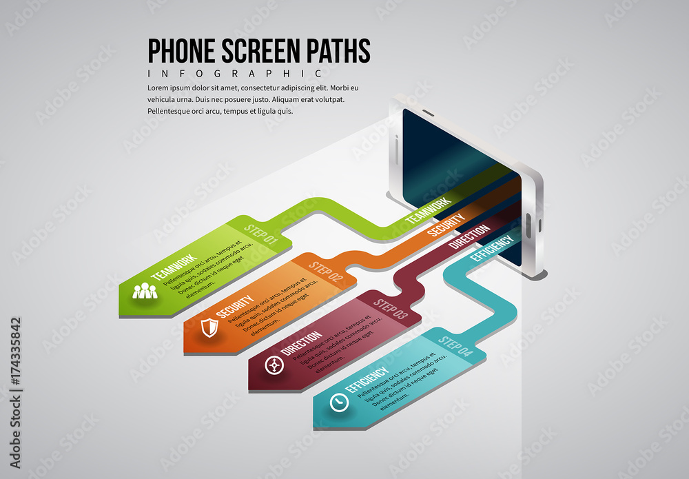 Mobile Phone Screen Path Infographic Stock Template | Adobe Stock