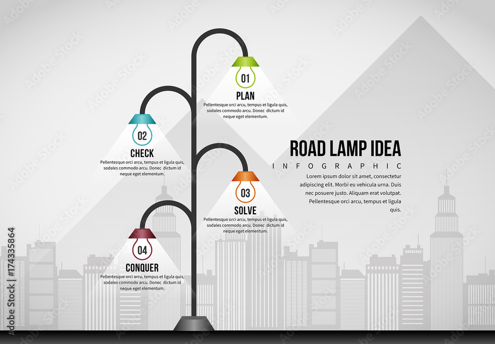 Road Lamp Idea Infographic Stock Template | Adobe Stock