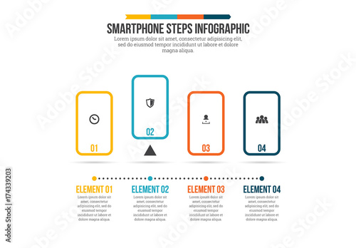 Smartphone Steps Infographic Stock Template | Adobe Stock