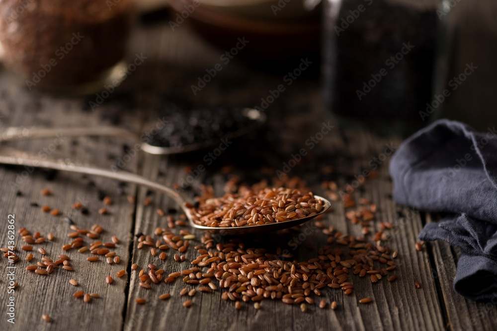 Raw Heirloom Black and Red Rice Stock Photo | Adobe Stock