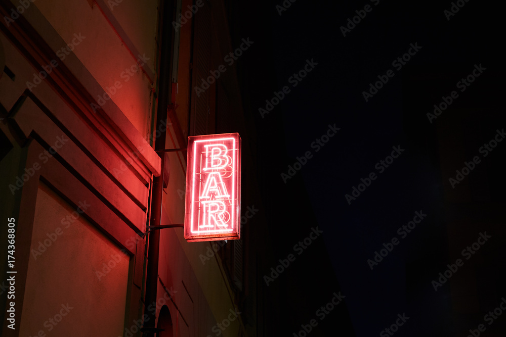 Illuminated signboard 'bar' Stock Photo | Adobe Stock