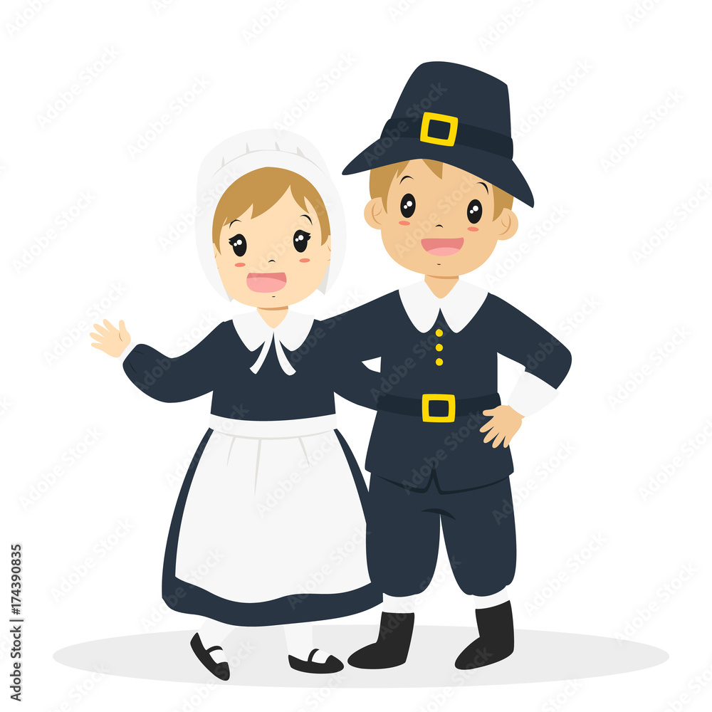 Cute Boy Pilgrim Clipart
