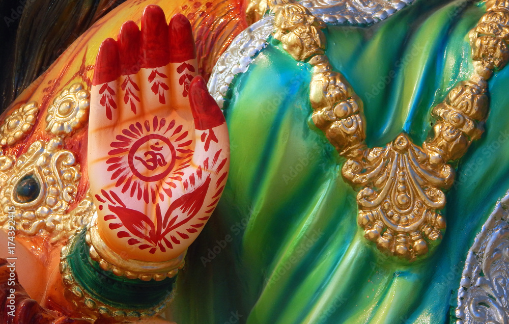 Hindu Goddess Durga blessing with right hand as per mythology Stock ...