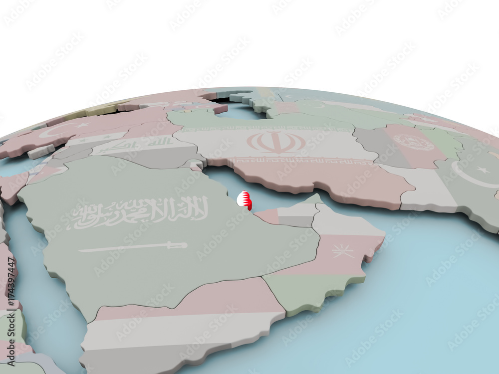 Political map of Qatar on globe with flag Stock Illustration | Adobe Stock
